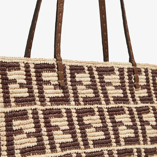 Fendi Raffia Shopper Bag With Ff Logo