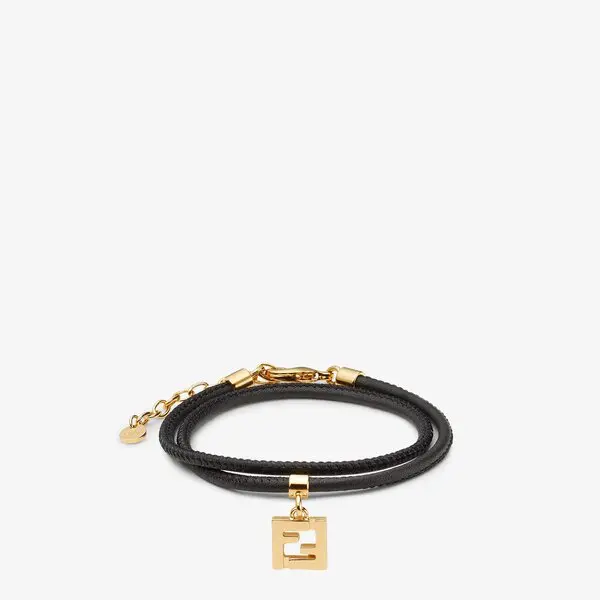 Fendi Ff Charm Double Wrap Bracelet - Black