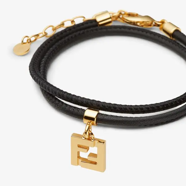 Fendi Ff Charm Double Wrap Bracelet - Black