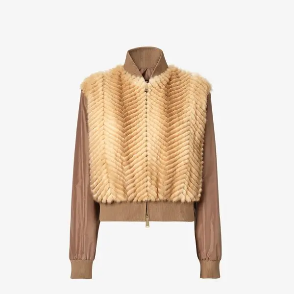 Fendi Bomber Jacket With Mink Insert - Brown