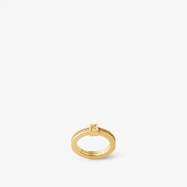 Fendi Forever Ring With Crystal Embellishments - Gold