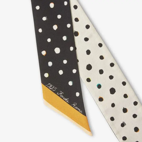 Fendi Silk Two-sided Wrappy Scarf With Falena Dots Pattern - Multicolour