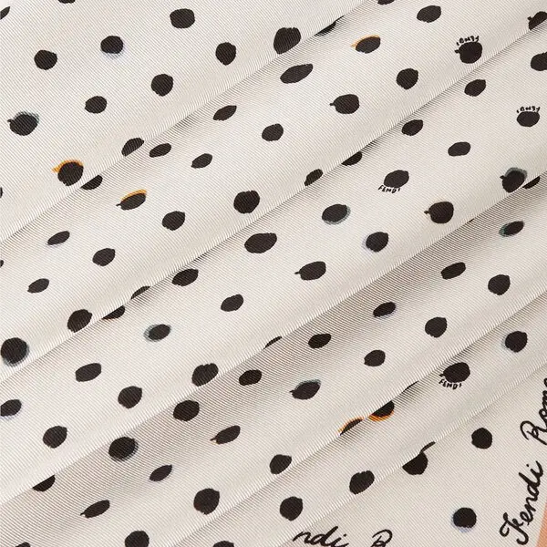 Fendi Ivory Silk Foulard With Falena Dots Pattern - White