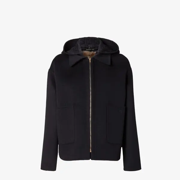 Fendi Short Wool Blouson Jacket With Detachable Fur Gilet - Beige
