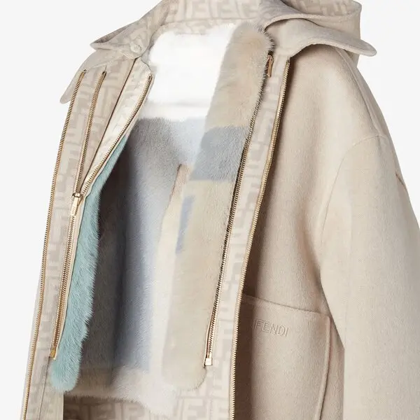 Fendi Wool Blouson Jacket With Detachable Ff Motif Mink Gilet