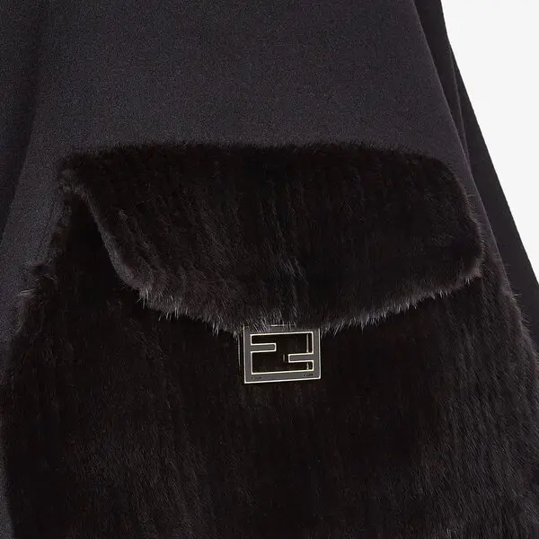 Fendi Oversize Cashmere Poncho With Mink Pocket