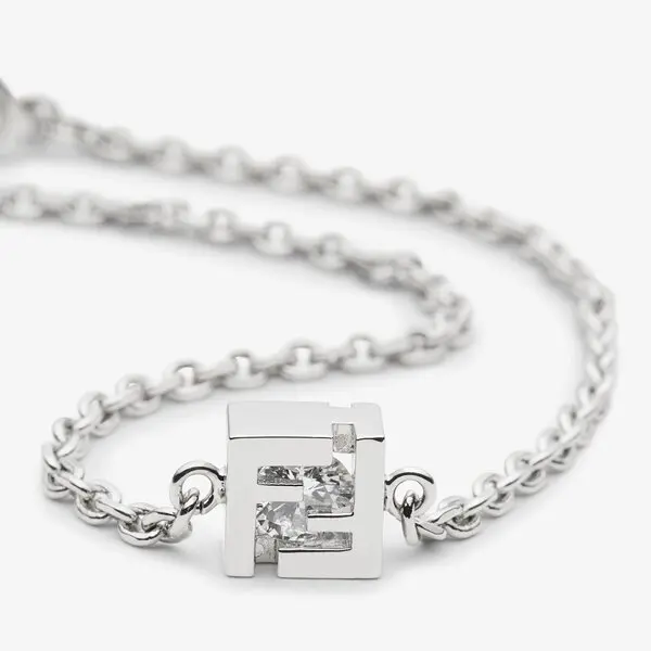 Fendi Ff Chain Bracelet With Crystal Detail