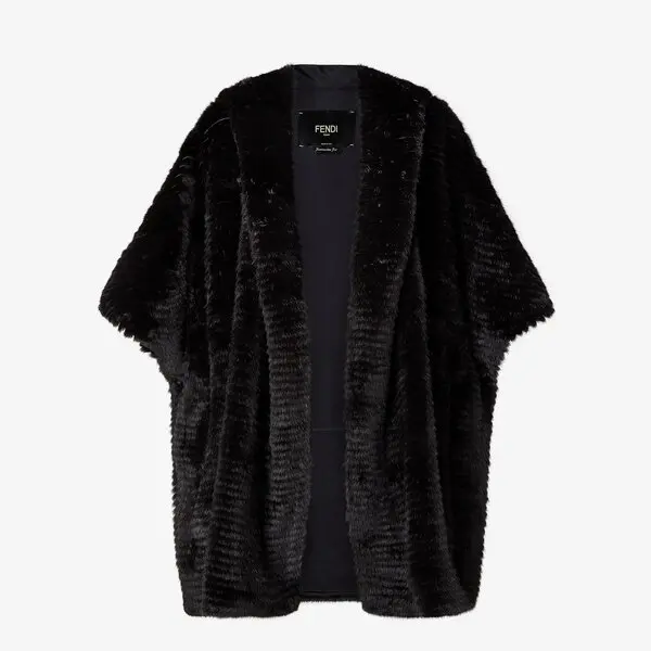 Fendi Mink Featherlike Poncho - Black