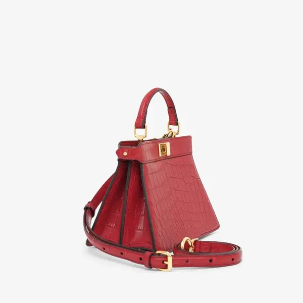 Fendi Peekaboo Iseeu Petite Crocodile Leather Handbag - Red