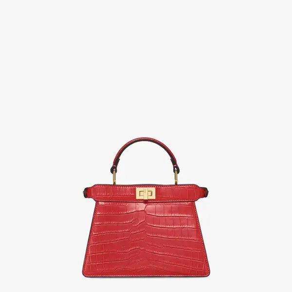 Fendi Peekaboo Iseeu Petite Crocodile Leather Handbag - Red