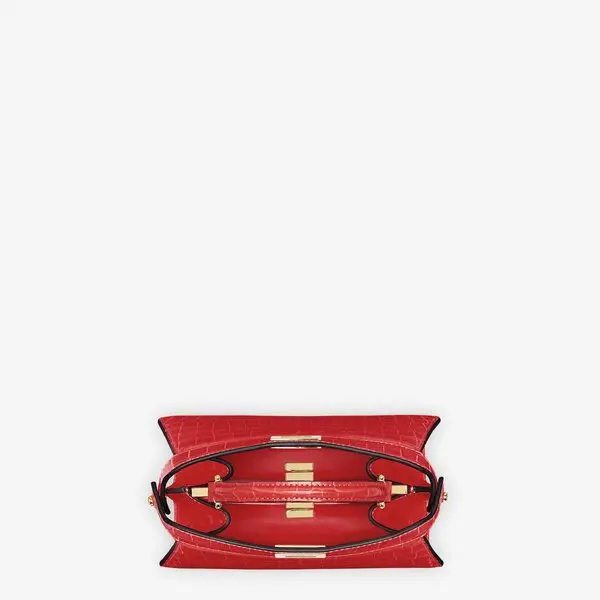 Fendi Peekaboo Iseeu Petite Crocodile Leather Handbag - Red