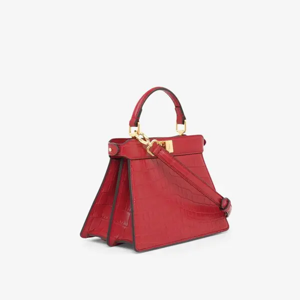 Fendi Peekaboo Iseeu Petite Crocodile Leather Handbag - Red