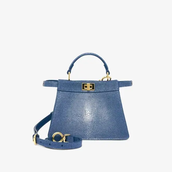 Fendi Peekaboo Iseeu Petite Stingray Leather Bag - Blue