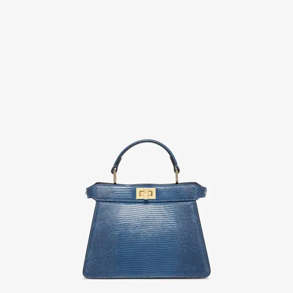 Fendi Peekaboo Iseeu Petite Lizard Top Handle Bag - Blue