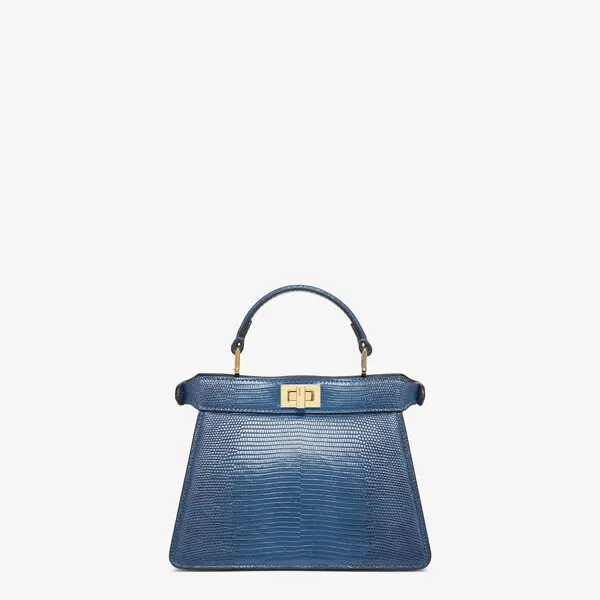 Fendi Peekaboo Iseeu Petite Lizard Top Handle Bag - Blue