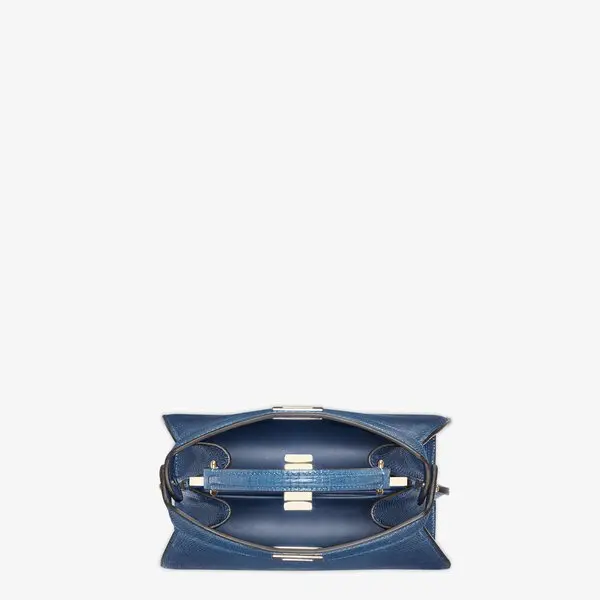Fendi Peekaboo Iseeu Petite Lizard Top Handle Bag - Blue