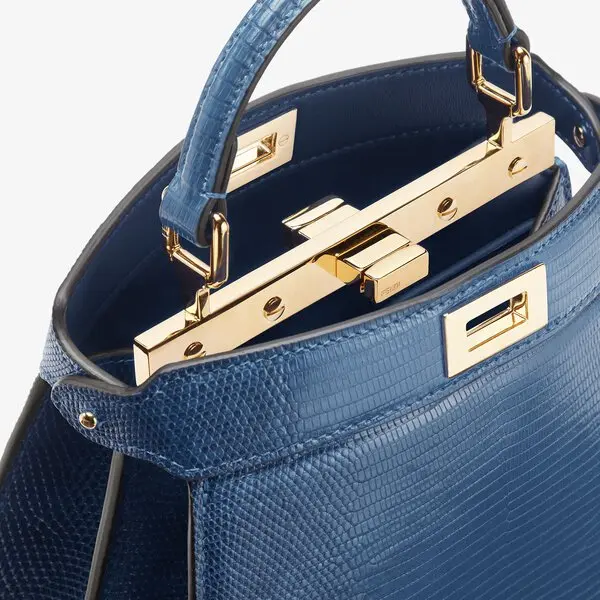 Fendi Peekaboo Iseeu Petite Lizard Top Handle Bag - Blue