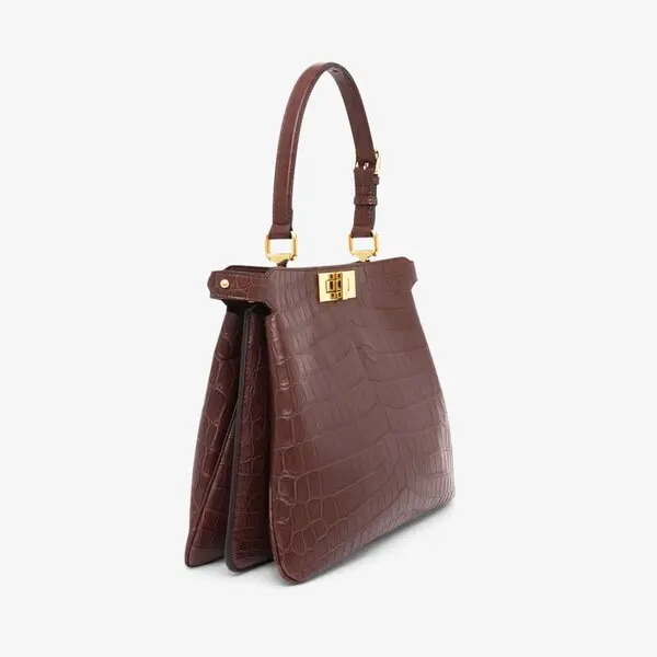 Fendi Peekaboo Soft Medium Crocodile Leather Handbag - Brown