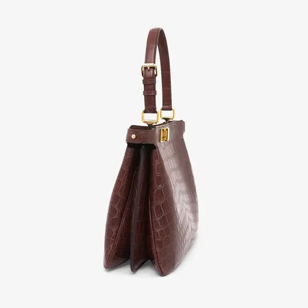Fendi Peekaboo Soft Medium Crocodile Leather Handbag - Brown