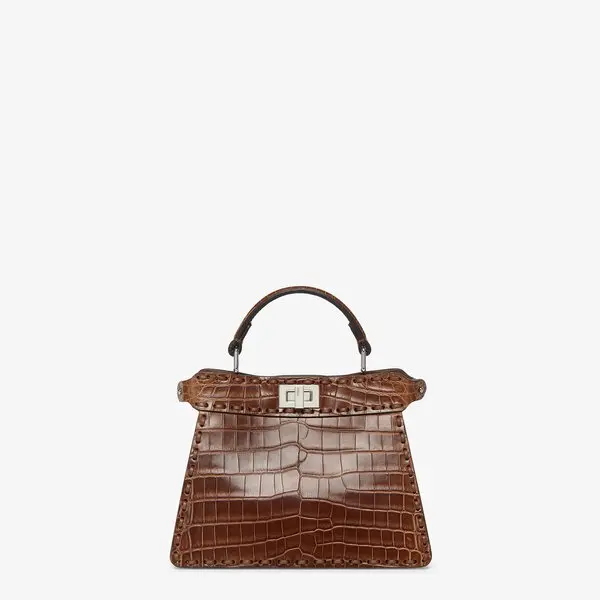 Fendi Selleria Peekaboo Iseeu Petite Crocodile Bag - Brown