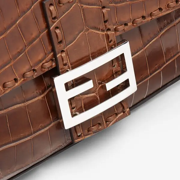 Fendi Baguette Medium Crocodile Leather Bag