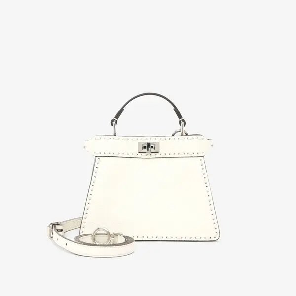 Fendi Peekaboo Iseeu Petite Selleria Bag In Cuoio Romano Leather - White