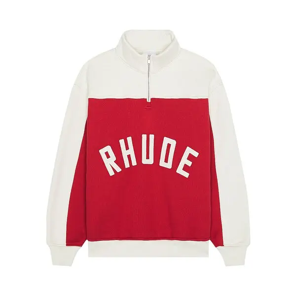 Rhude Contrast Quarter Zip Varsity /cream