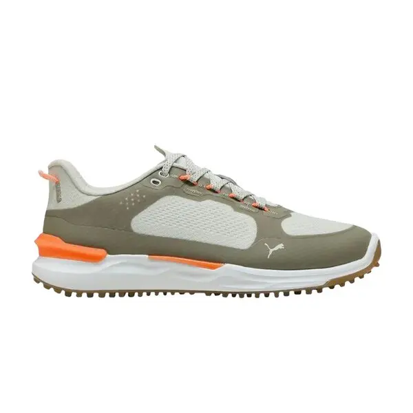 PUMA Ignite Elevate X Spikeless Golf 'gray Velvet Moss Fluro Orange