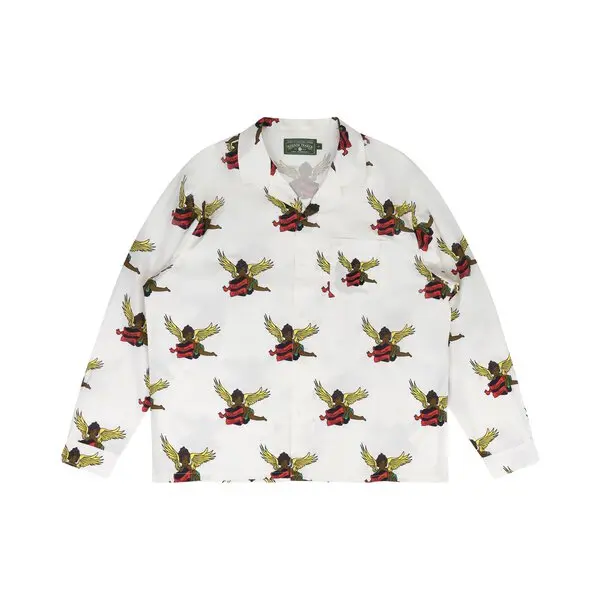 DENIM TEARS Cherub Print Long Sleeve Shirt - White