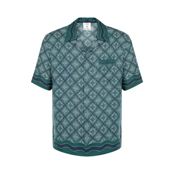 Casablanca Short Sleeve Shirt With Radiating Monogram Print - Multicolor