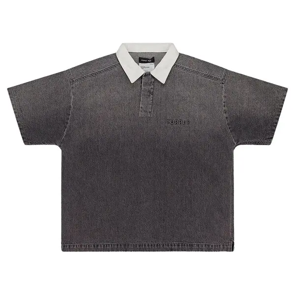 PURPLE BRAND Embossed Polo Shirt - Black