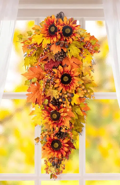 GLITZHOME 38"h Fall Oversized Sunflower Teardrop