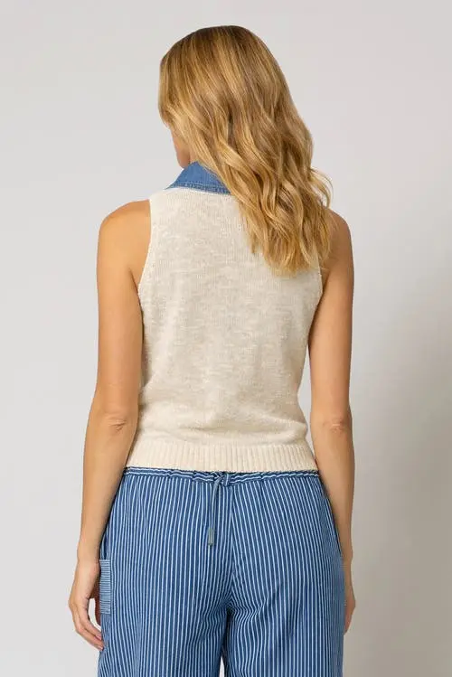 Central Park West Marlon Denim Collar Shell