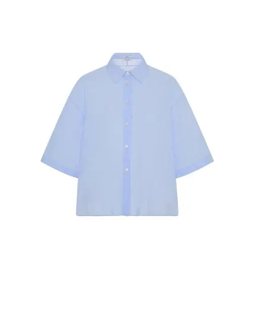 Another Tomorrow Organic Cotton Voile Short Sleeve Shirt