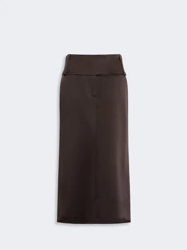 Max Mara Straight-fit Long Satin Skirt - Chocolate
