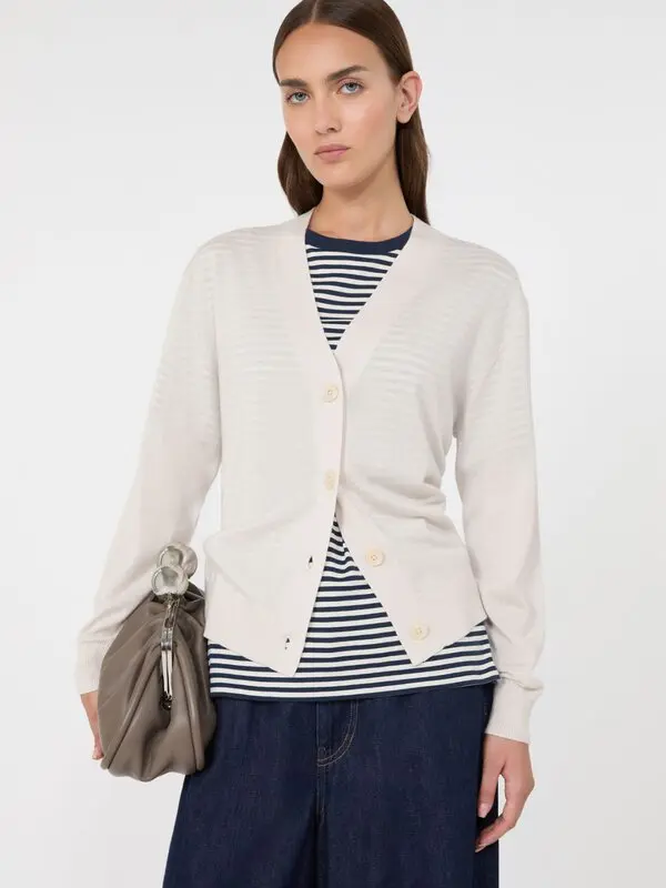 Max Mara Wool, Silk, And Cashmere V-neck Cardigan