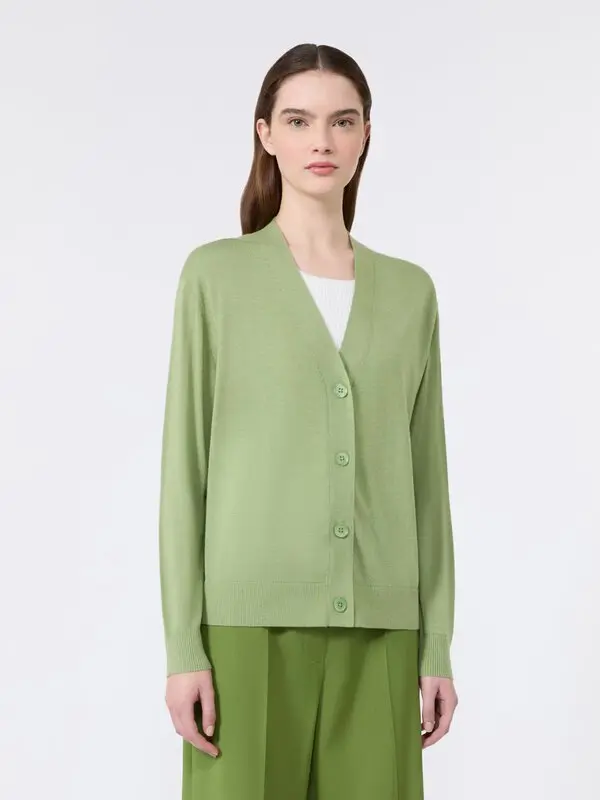 Max Mara Wool, Silk, And Cashmere V-neck Cardigan