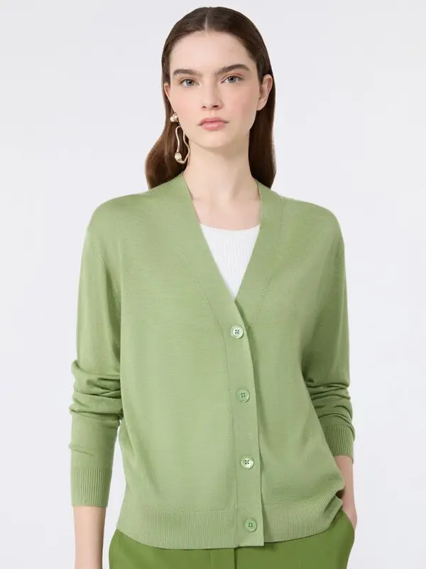Max Mara Wool, Silk, And Cashmere V-neck Cardigan