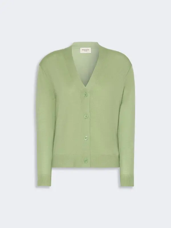 Max Mara Wool, Silk, And Cashmere V-neck Cardigan