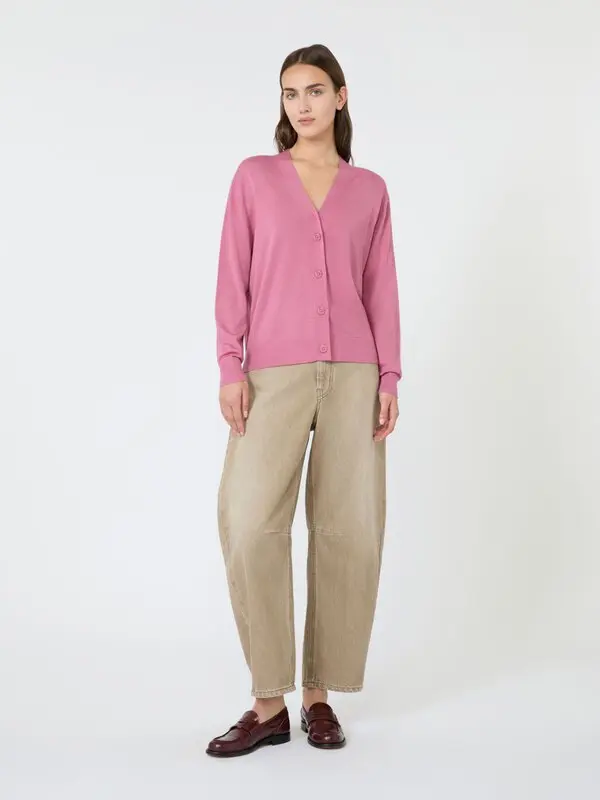 Max Mara Wool, Silk, And Cashmere V-neck Cardigan