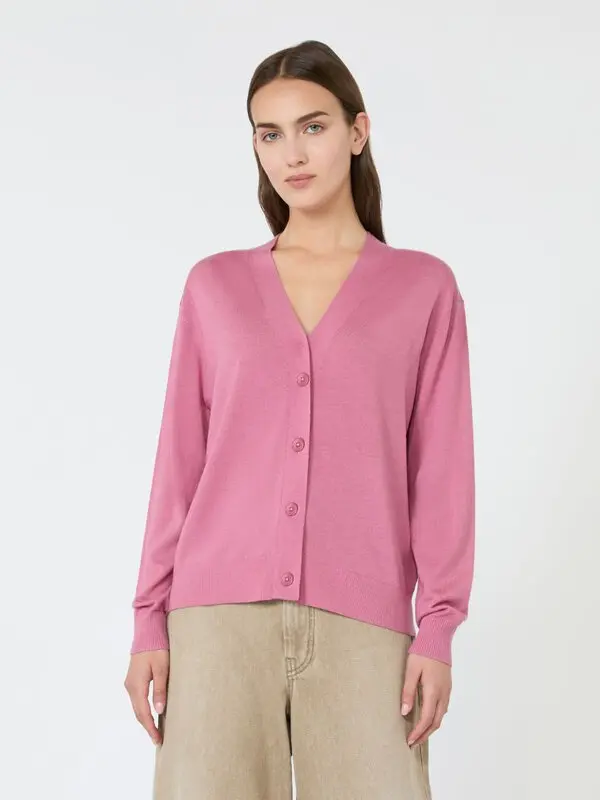 Max Mara Wool, Silk, And Cashmere V-neck Cardigan