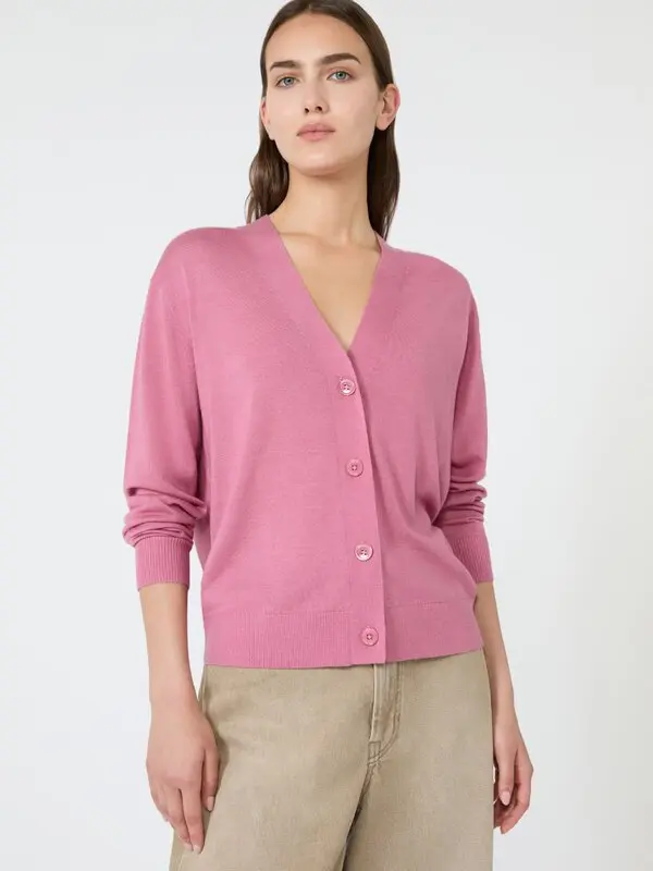 Max Mara Wool, Silk, And Cashmere V-neck Cardigan