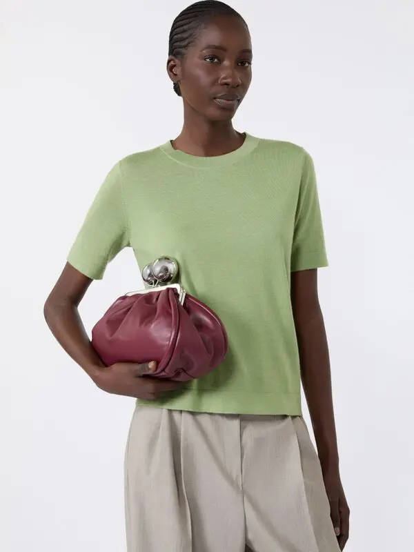 Max Mara Short-sleeved Crewneck Sweater In Wool, Silk, And Cashmere