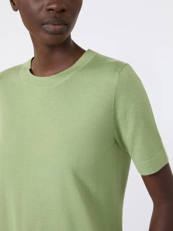 Max Mara Short-sleeved Crewneck Sweater In Wool, Silk, And Cashmere