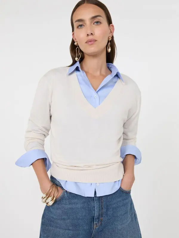 Max Mara Wool, Silk And Cashmere V-neck Sweater