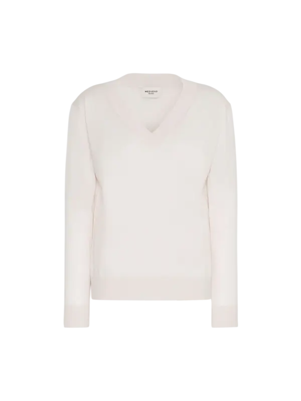 Max Mara Wool, Silk And Cashmere V-neck Sweater - Ivory