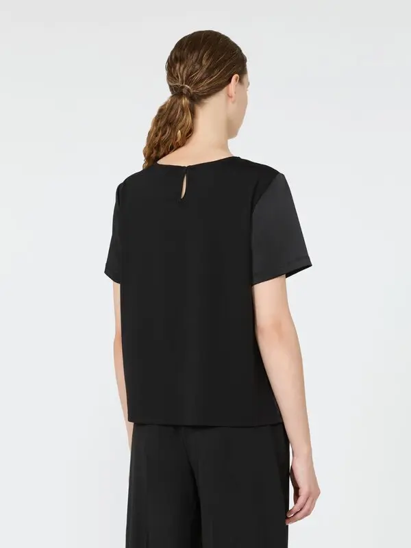 Max Mara Satin Crew-neck T-shirt With Keyhole Detail