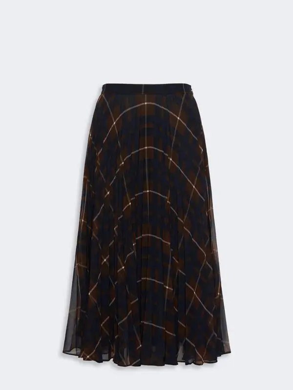 Max Mara Plissé Pleated Georgette Blend Skirt - Blue Brown