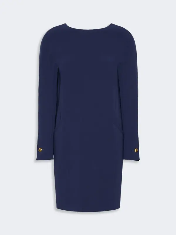 Max Mara Cady Tunic Dress With Kimono Sleeves And Button Detail - Navy