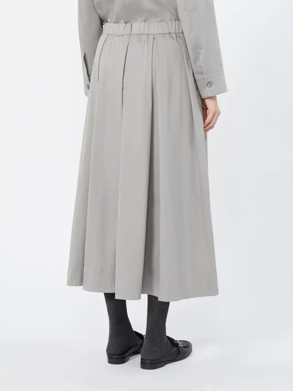 Max Mara Cotton Satin Pleated Midi Skirt